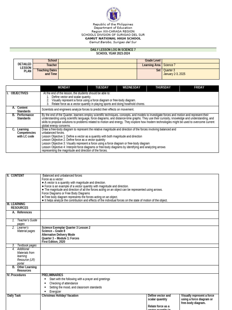 Science 7 q3 Balanced and Unbalanced Forces Week 1 | PDF | Force ...