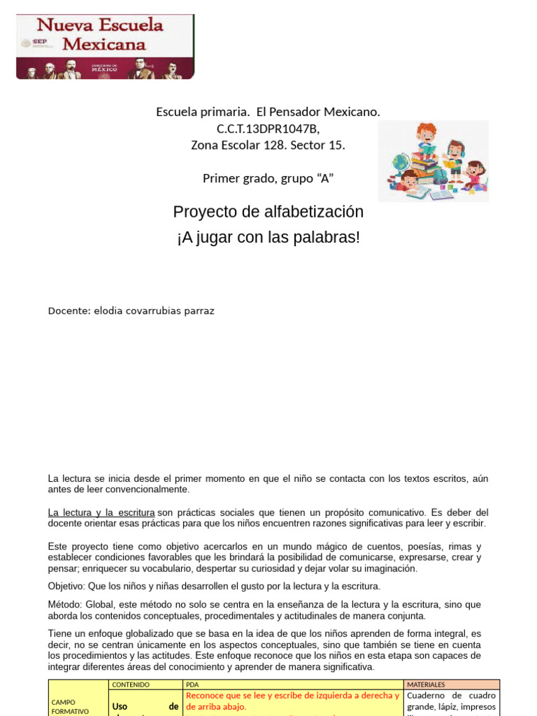 Proyecto A Jugar Con Las Palabras | PDF | Literatura | Escritura