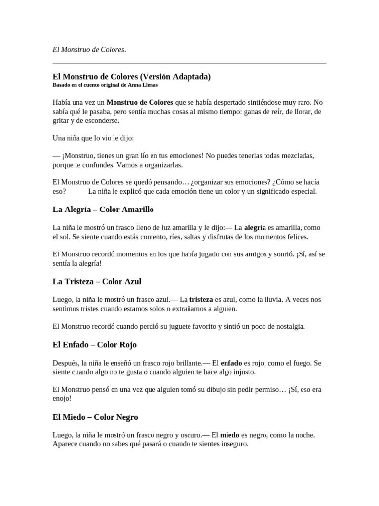 El Monstruo de Colores | PDF | Color