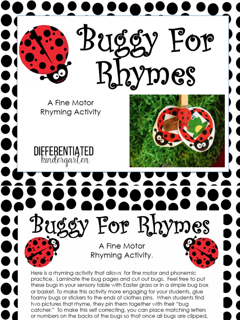 Buggy For Rhymes: A Fine Motor Rhyming Activity | PDF