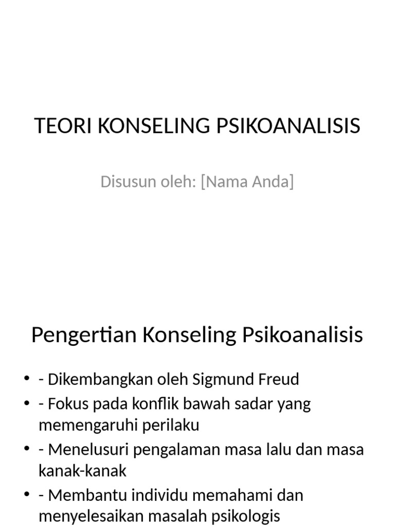 Teori Konseling Psikoanalisis | PDF