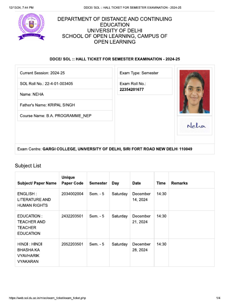 Admit Card | PDF