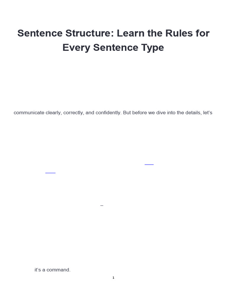 Sentence Structure | PDF | Subject (Grammar) | Clause