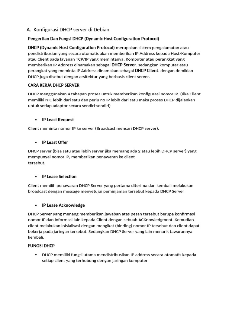 Konfigurasi DHCP Di Debian-1 | PDF
