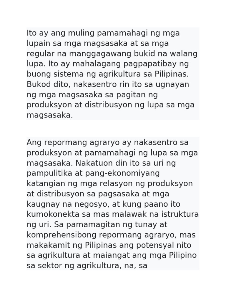 Reporma Sa Lupa | PDF