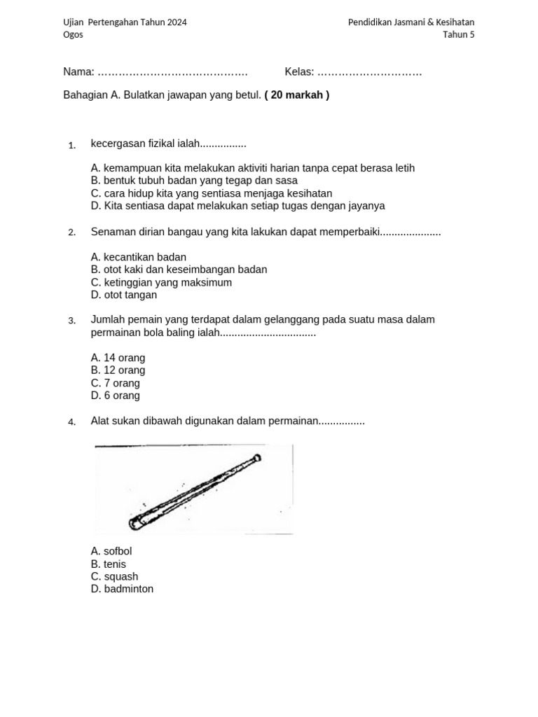 UPT PJK Tahun 5 | PDF