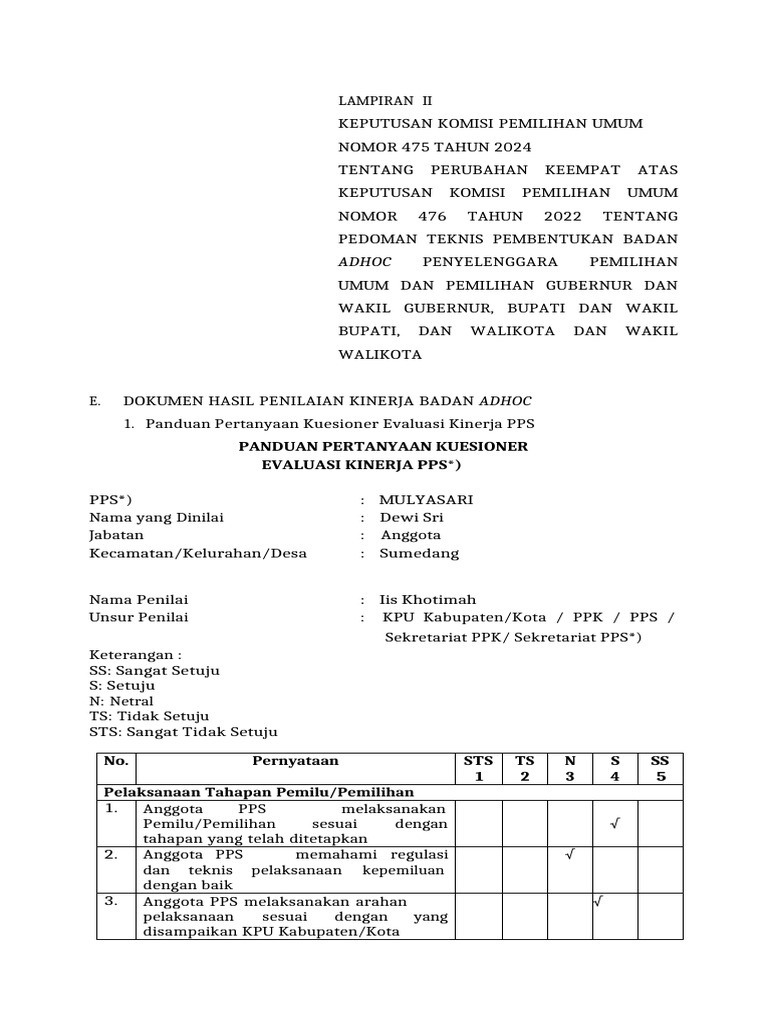 Instrumen Evaluasi PPS | PDF