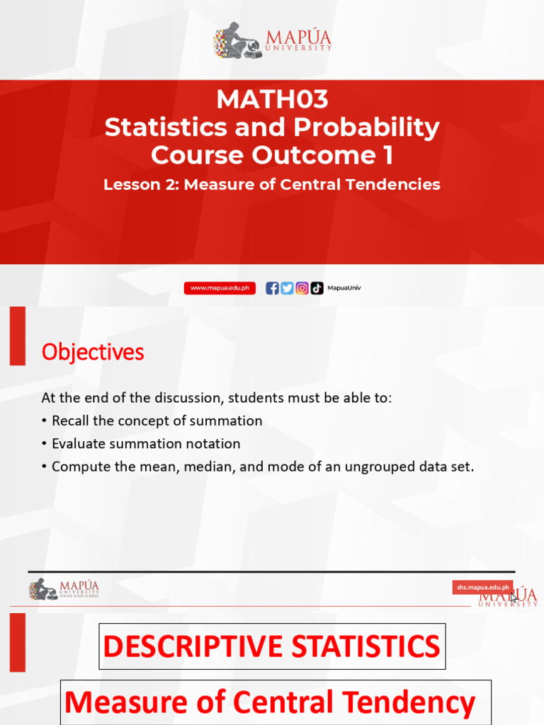 CO1-L2 - Measures of Central Tendencies | PDF | Mode (Statistics) | Arithmetic Mean