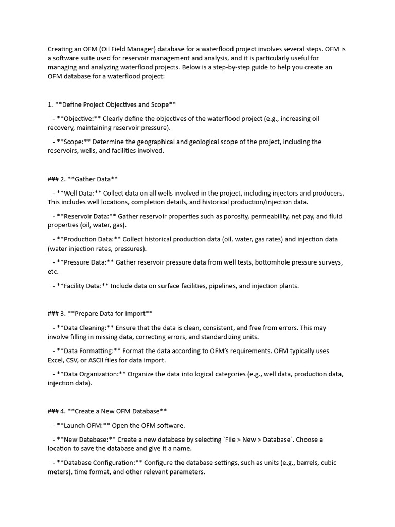 Creating An OFM Project | PDF | Petroleum Reservoir | Databases