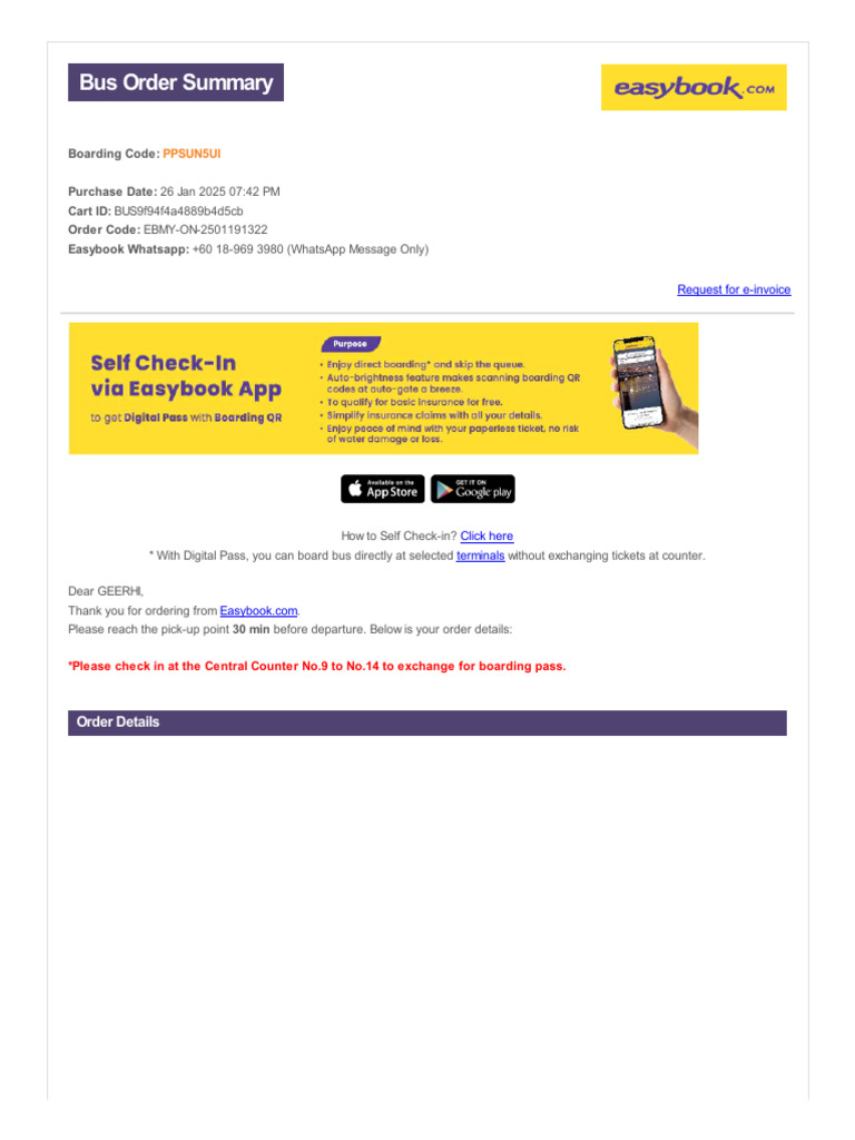 Easybook Bus Ticket Order Summary | PDF | Travel Visa