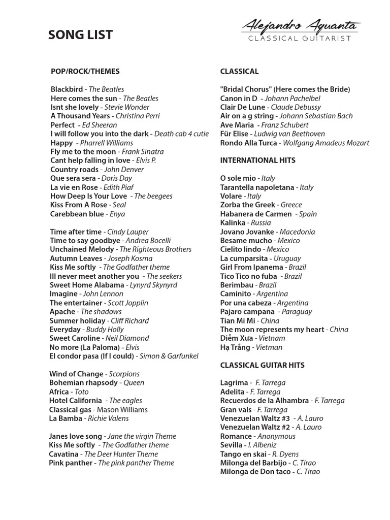 Setlist Alejandro Guitar 2022 | PDF