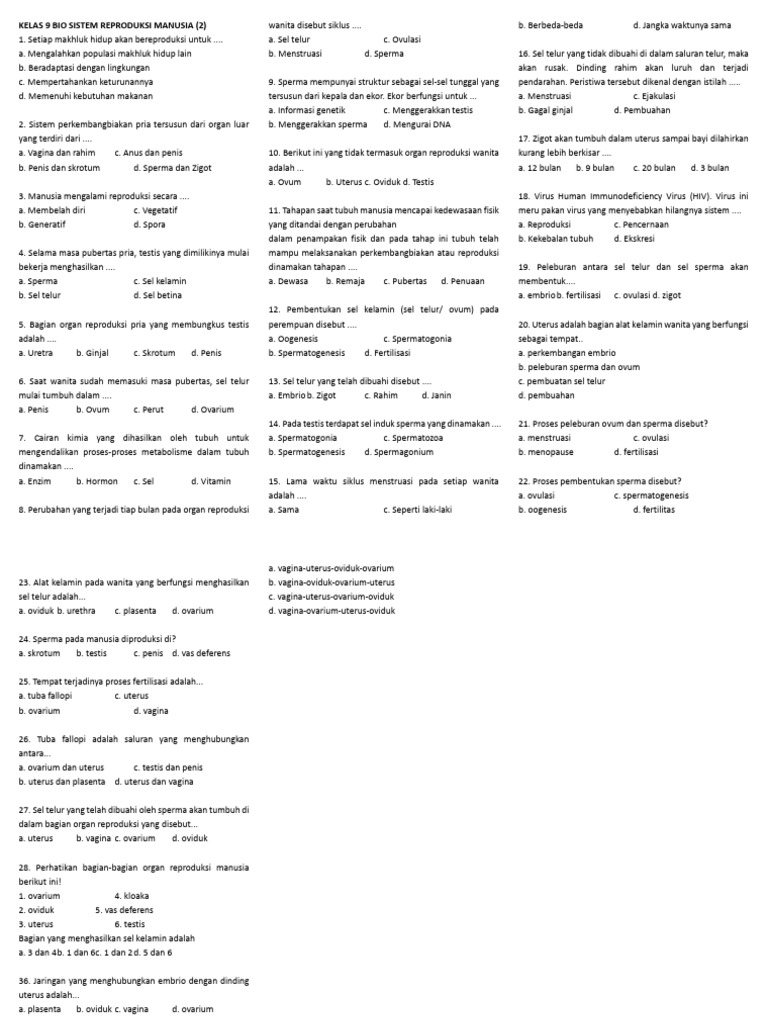 KELAS 9 Bio Sistem Reproduksi Manusia | PDF