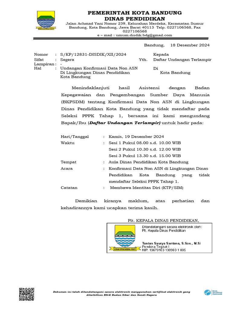 UNDANGAN KONFIRMASI DATA NON ASN YANG TIDAK MENDAFTAR SELEKSI PPPK ...