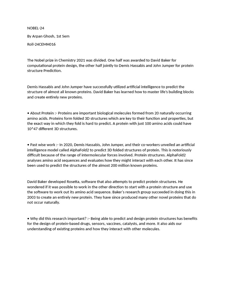 NOBEL-24 By Arpan Ghosh, 1st Sem | PDF