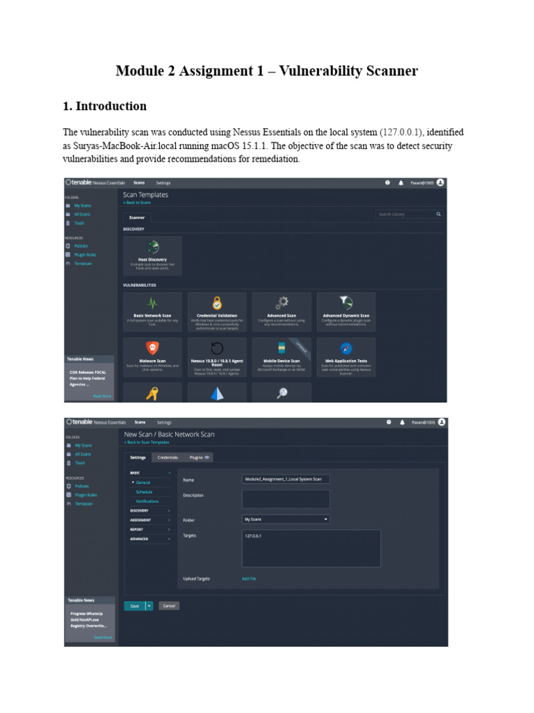 Cyber Security Module 2 Assignment 1 - Vulnerability Scanner | PDF | Computer Security | Security