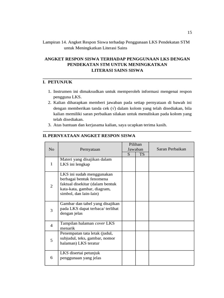 Angket Respons Siswa | PDF