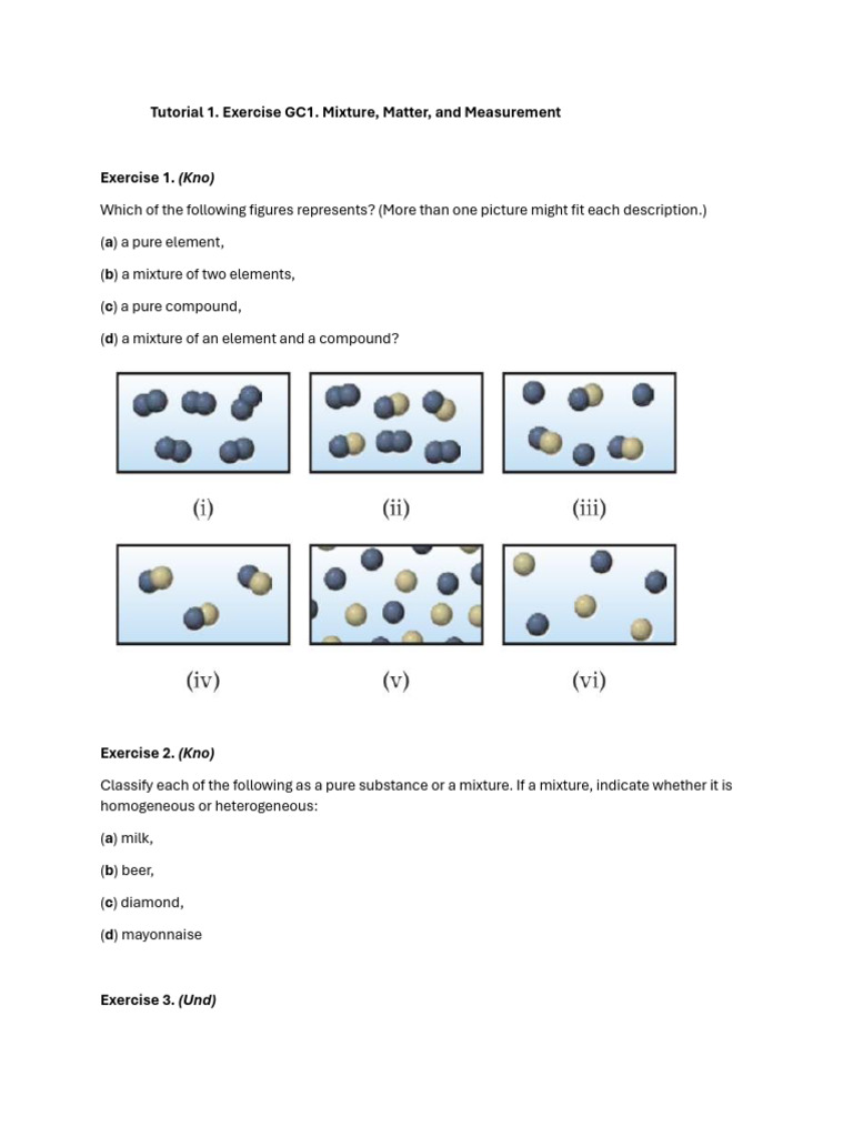 Tutorial 1. Mixture, Matter, and Measurement | PDF | Mixture | Density