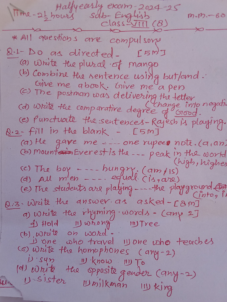 8th MP Board Imp Q | PDF