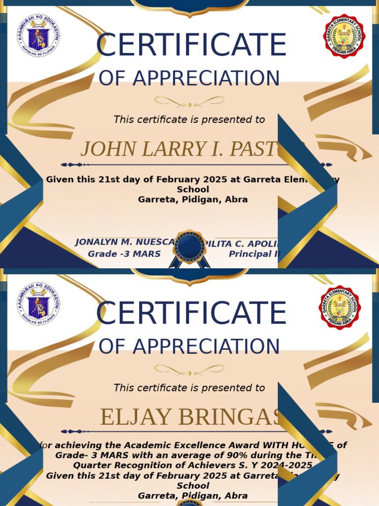 Certificates 3rd Quarter | PDF