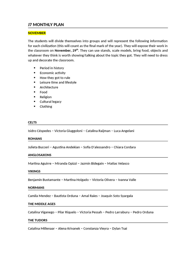 November History Group Project Plan | PDF