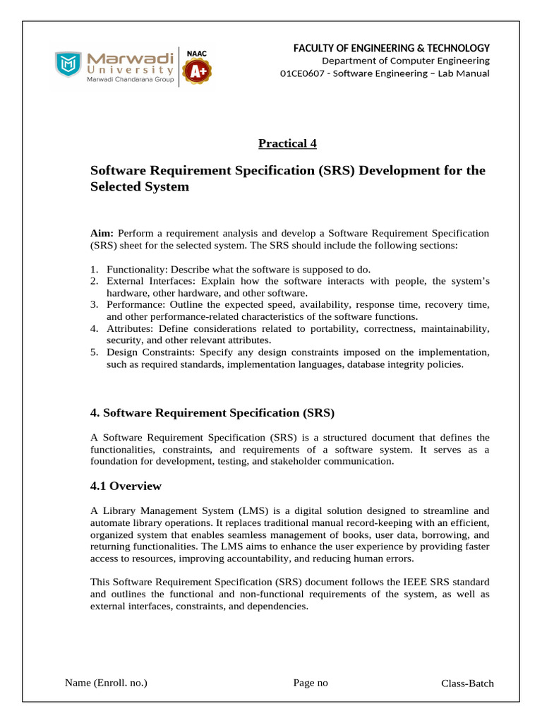 SRS for Library Management System | PDF | Software | Software Testing