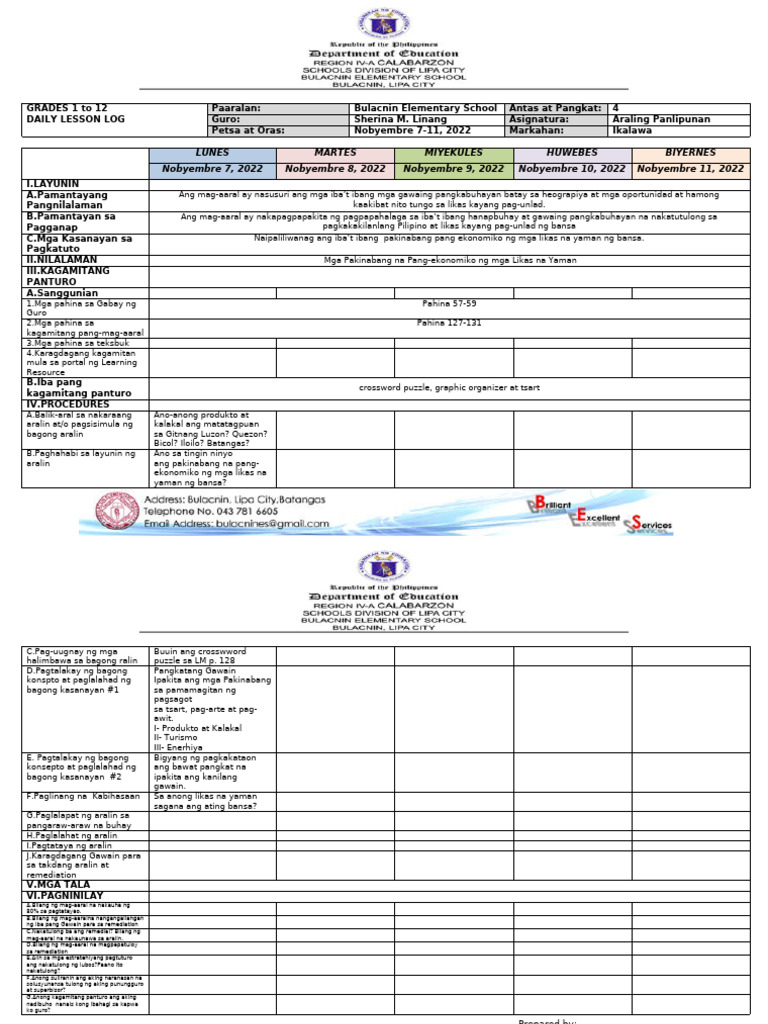 DLL - Ap Week 1 | PDF