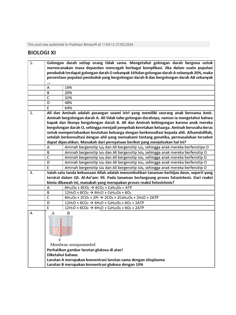 Soal Latihan Kelas Xi Tingkat Madrasah Aliyah | PDF