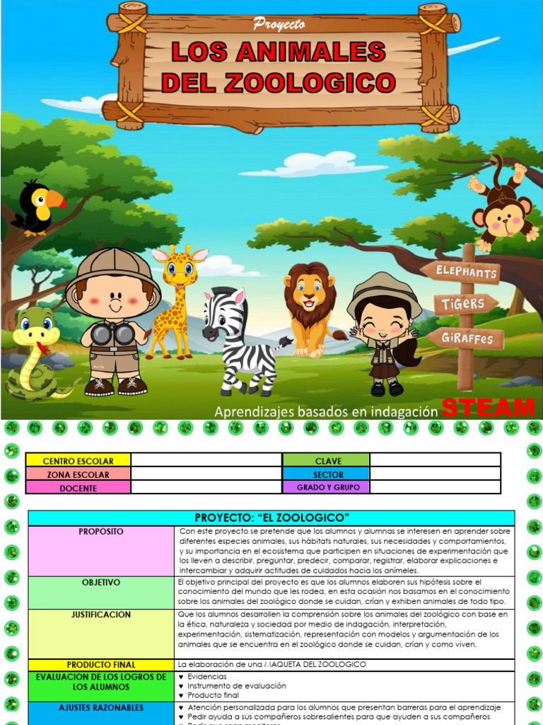 Proyecto Los Animales Del Zoologico | PDF | Evaluación | Aprendizaje
