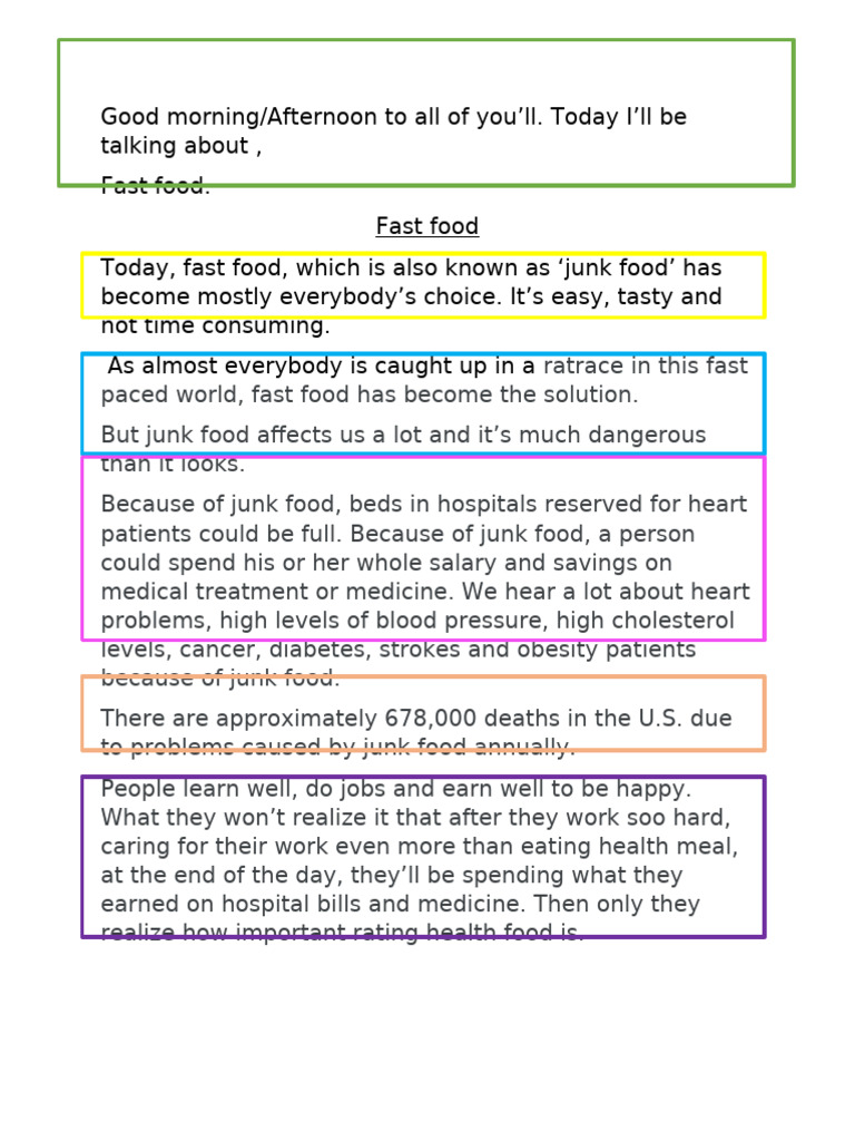 Fast Food (English - Speech) | PDF