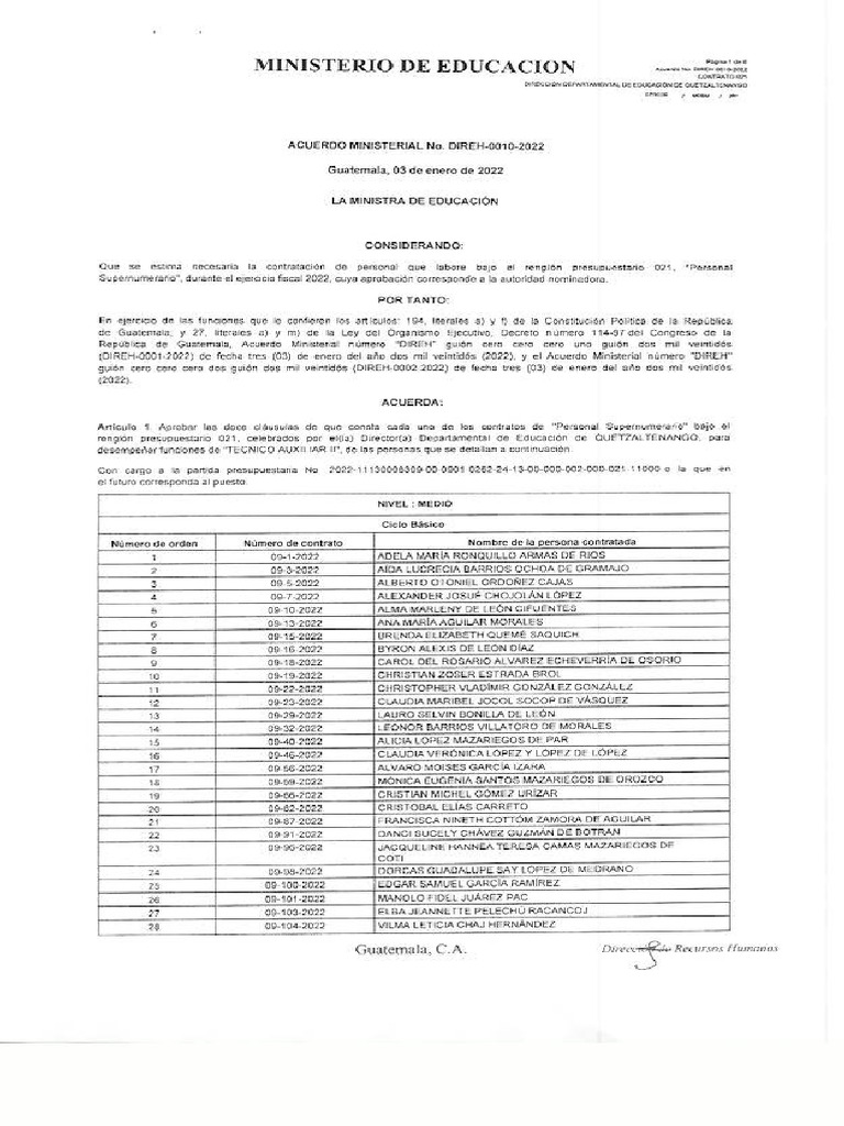 Acuerdo Mineduc 2022 | PDF