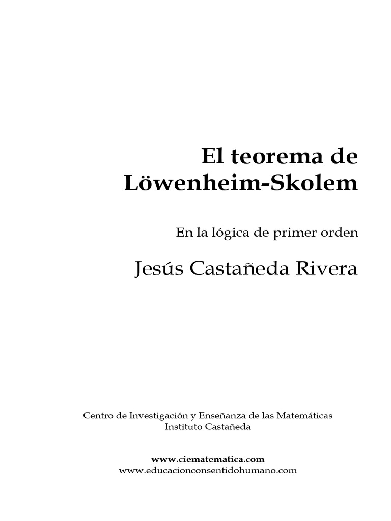 Teorema de Löwenheim-Skolem en Lógica | PDF | Lógica de primer orden ...