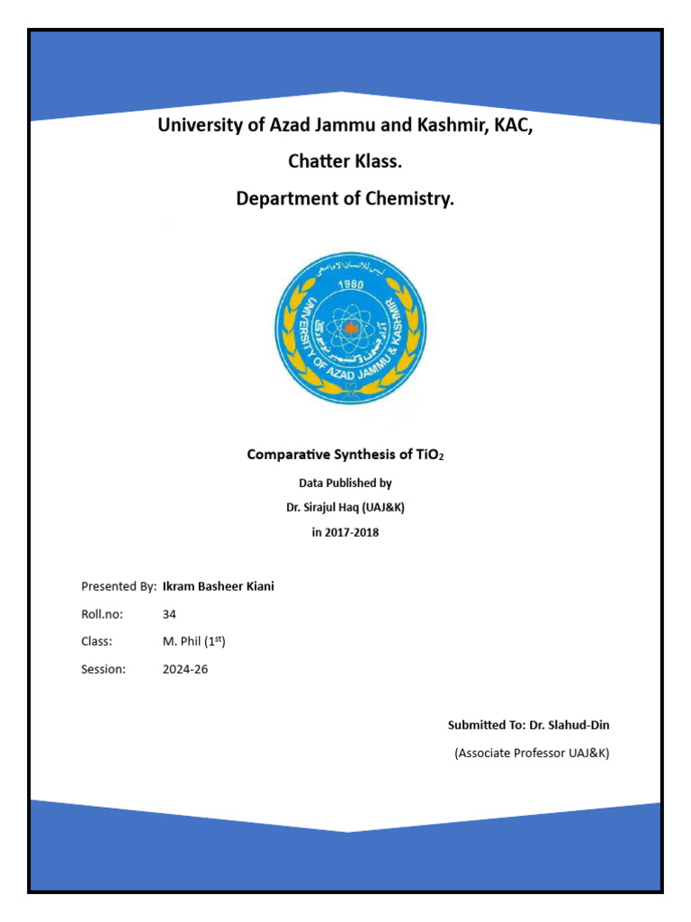 Comparative Synthesis of TiO2 Nanoparticles | PDF | Titanium Dioxide ...