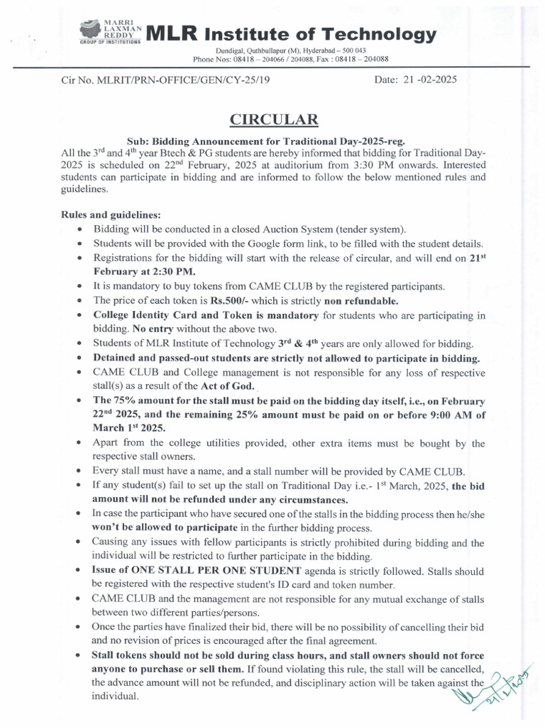 Bidding Announcement for Traditional Day 2025 | PDF