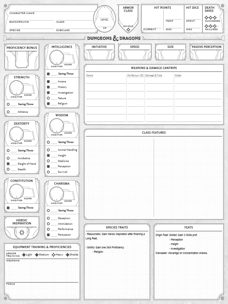 DND - 2024 - Character Sheet Fillable V2 | PDF | Role Playing Games