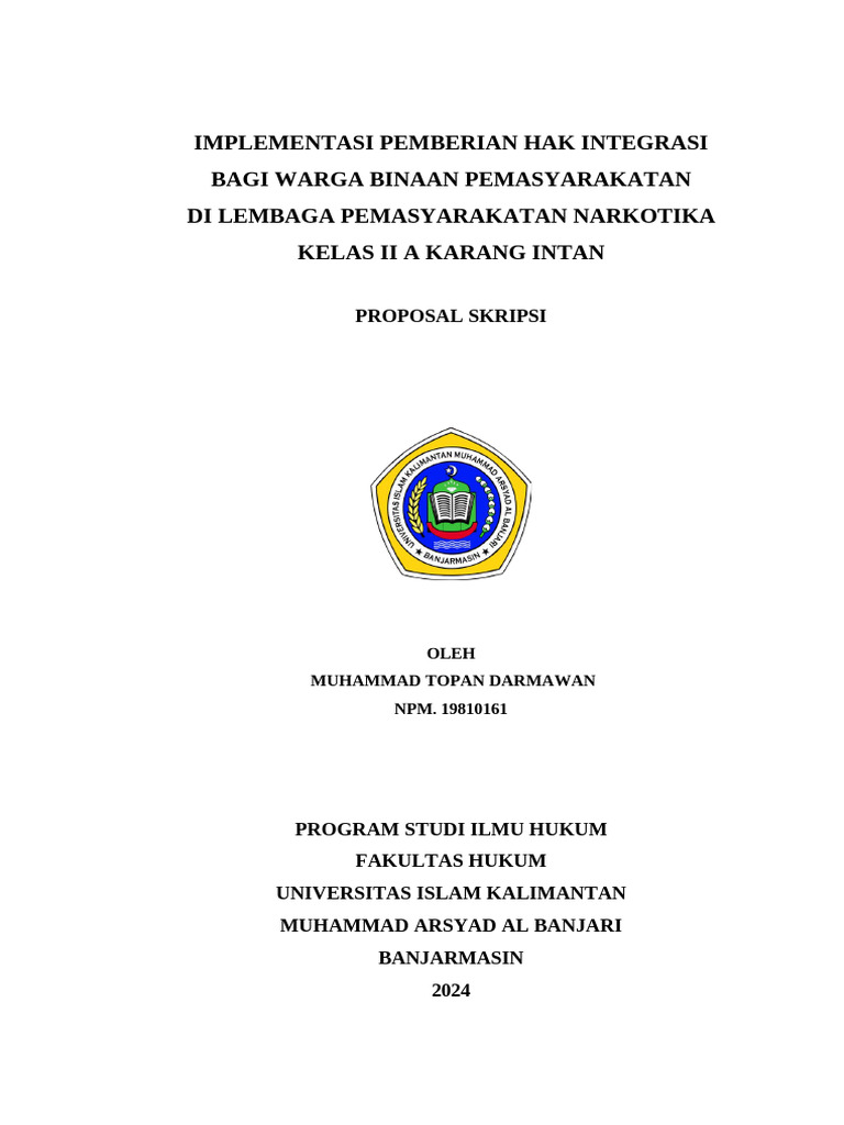 PROPOSAL LENGKAP TOPAN REVISI II (2) Halman 1 | PDF