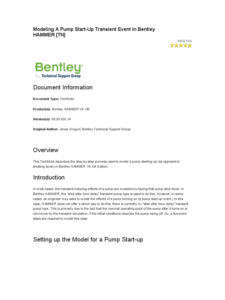 Model Pump Start-Up in Bentley HAMMER | PDF | Pump | Simulation
