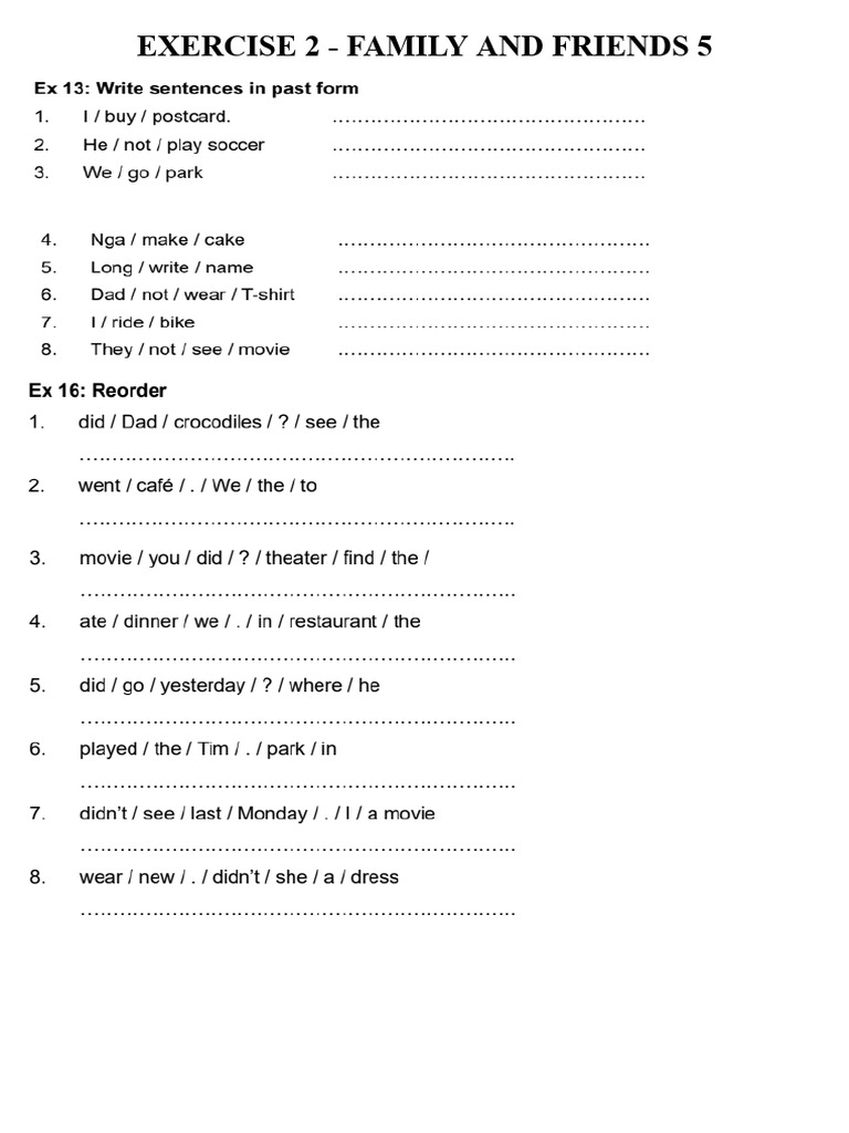 Exercise 2 - Family and Friends 5 | PDF