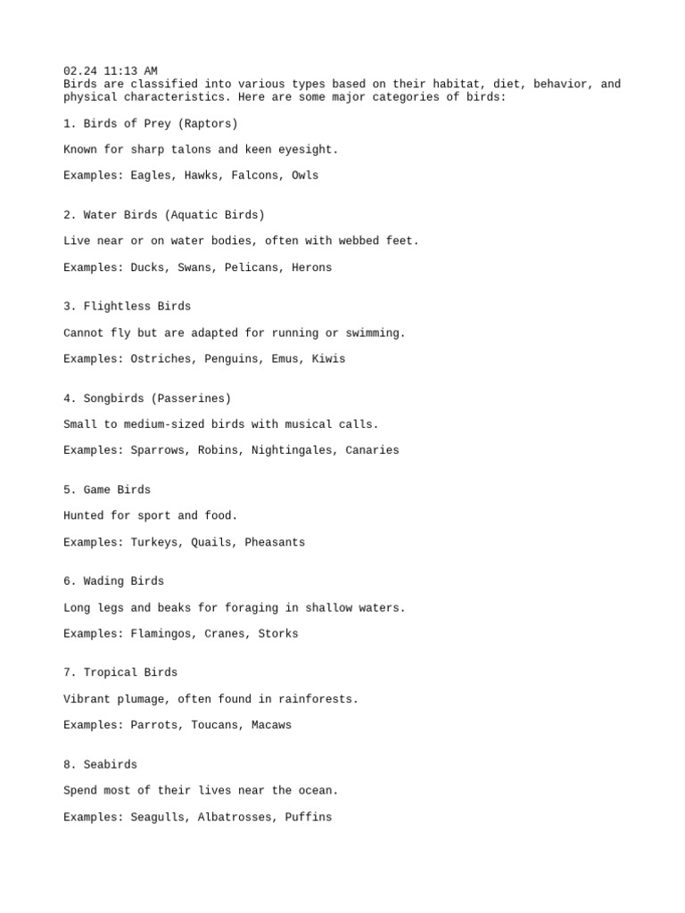 Birds | PDF