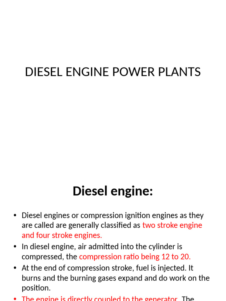 DIESEL ENGINE POWER PLANTS | PDF