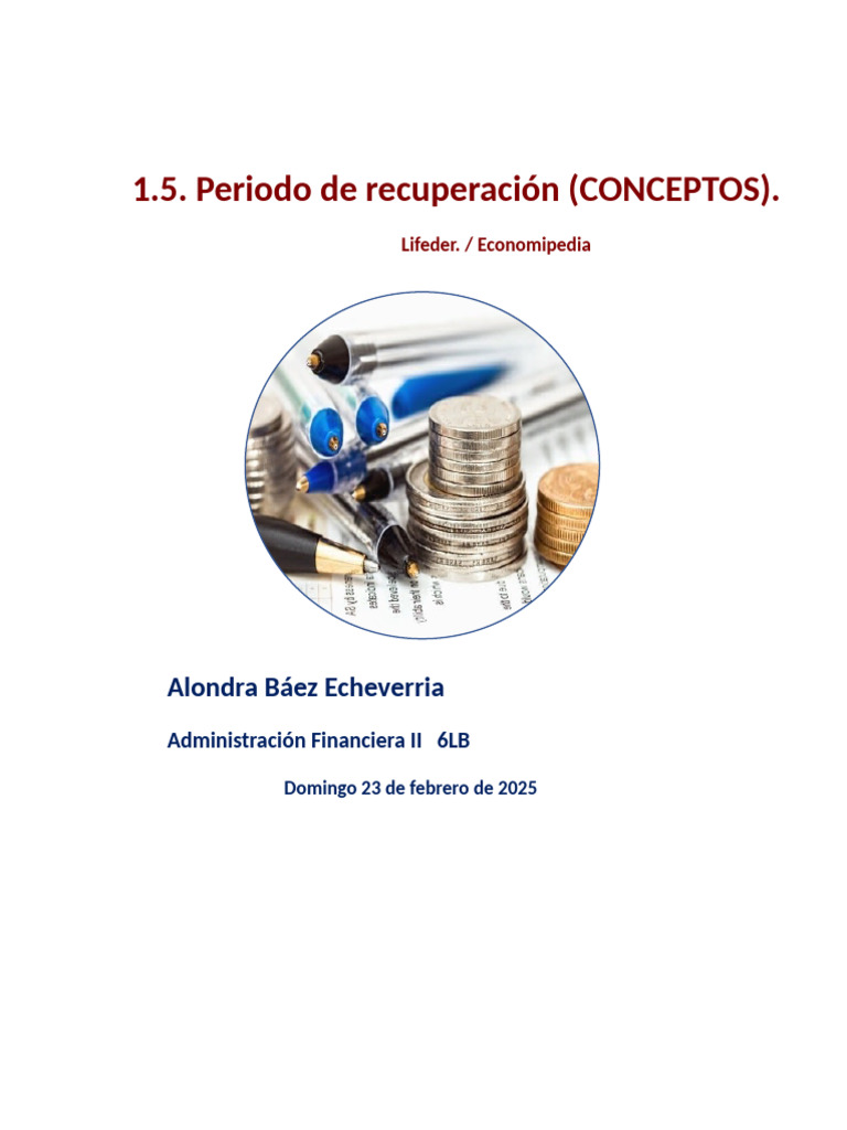 1.5. Periodo de Recuperación | PDF | Flujo de efectivo | Inversiones
