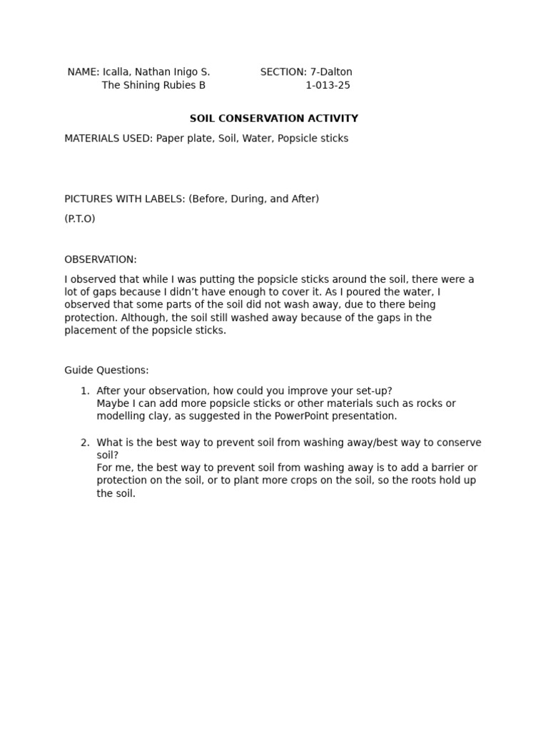 SOIL CONSERVATION ACTIVITY - Ind | PDF