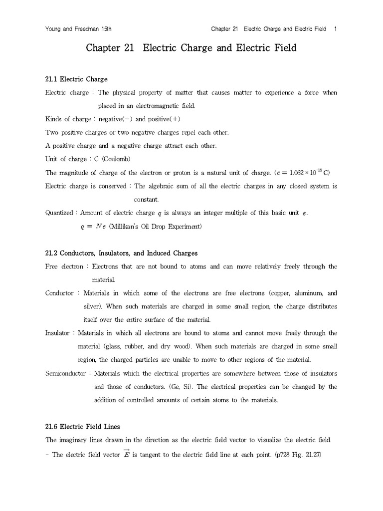 21 Electric Charge and Electric Field (학생) | PDF | Electric Charge ...