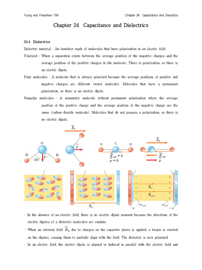 24 Capacitance and Dielectrics (학생용) | PDF | Dielectric | Chemical Polarity