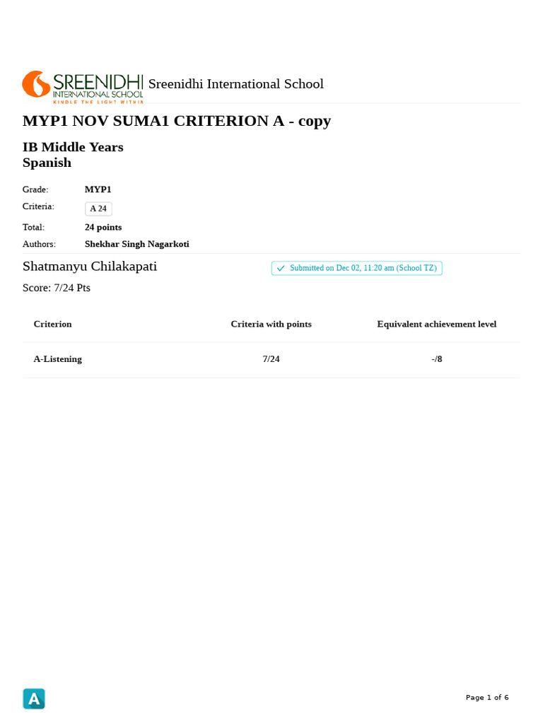MYP1 NOV SUMA1 CRITERION A Copy RE9YKF Shatmanyu Chilakapati AFYYWT 1734164603249 | PDF