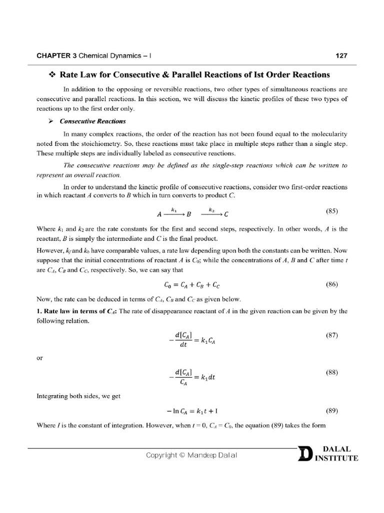 ATOPCV1 3 3 Rate Law For Consecutive and Parallel Reactions of Ist ...
