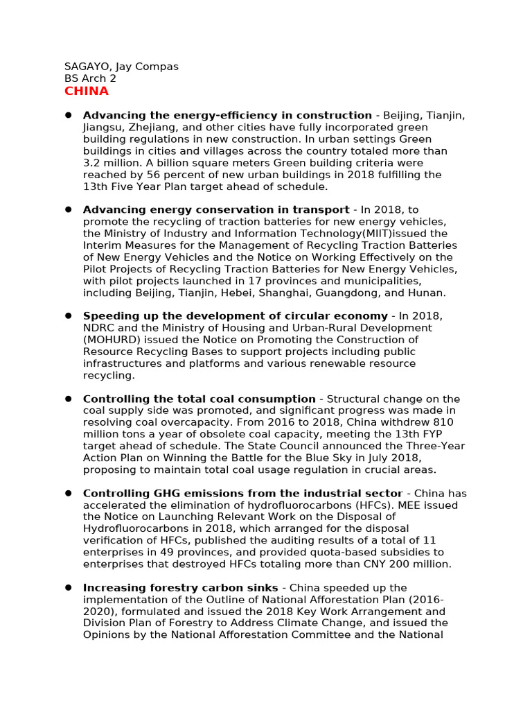Ecological Conference Handout for China | PDF | Renewable Energy | China