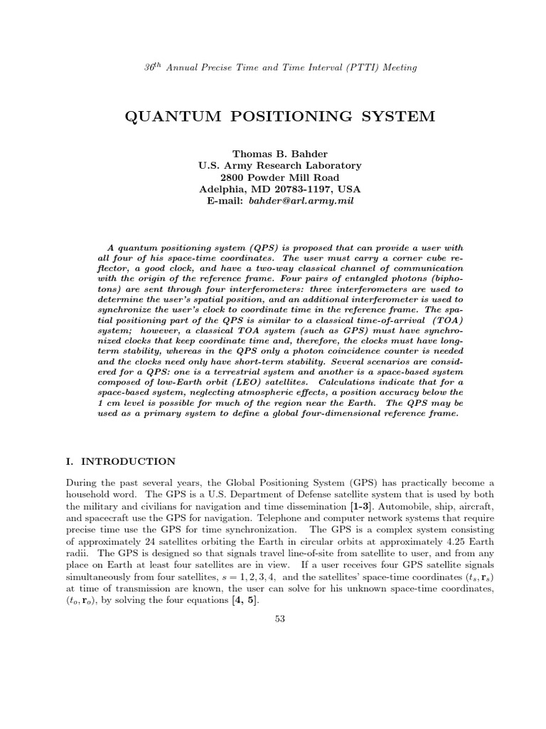 Quantum Positioning System | PDF | Global Positioning System ...