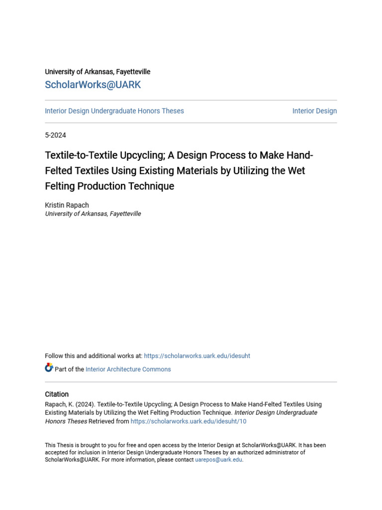 Textile-to-Textile Upcycling A Design Process To Make Hand-Felte | PDF ...