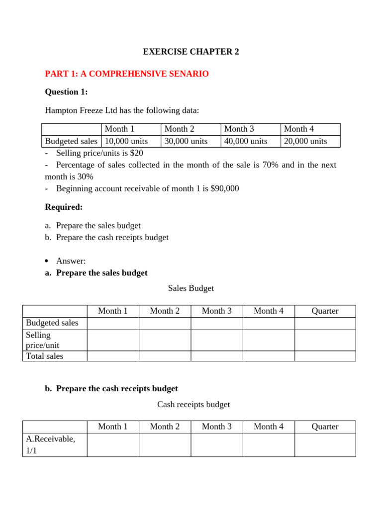 Exercise chapter 2 - Budgeting | PDF | Interest | Financial Services