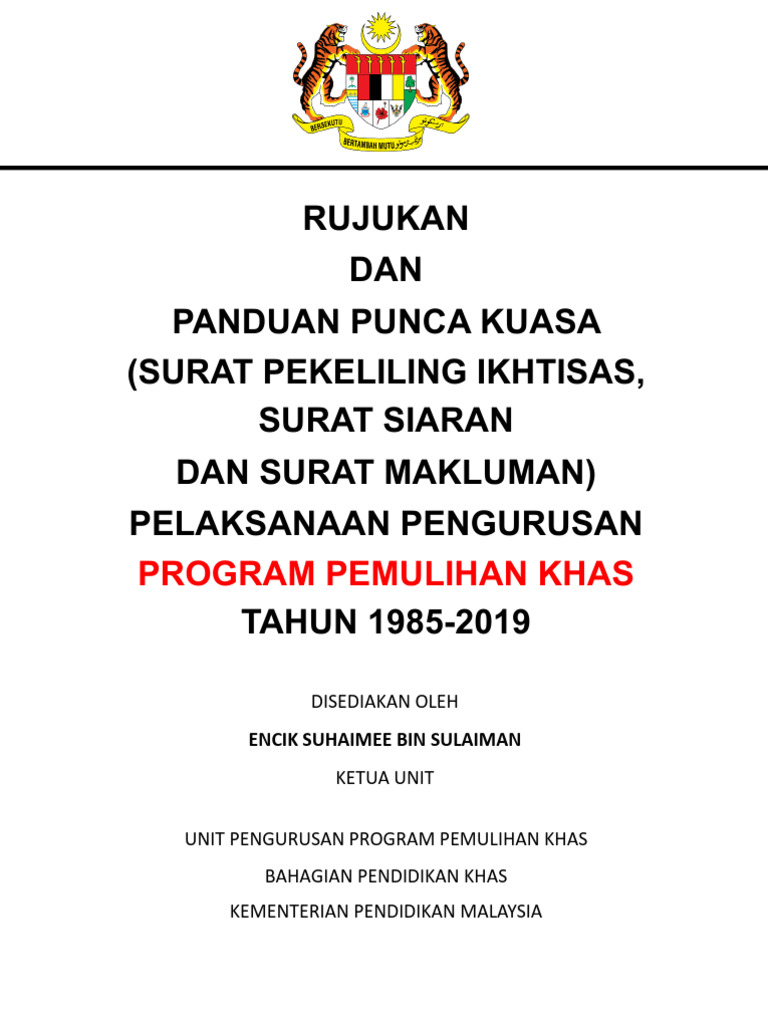 Punca Kuasa Program Pemulihan Khas | PDF